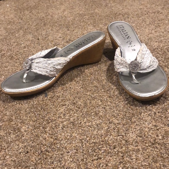 Italian Shoemakers | Shoes | Italian Shoemakers Silver Wedge Sandals ...